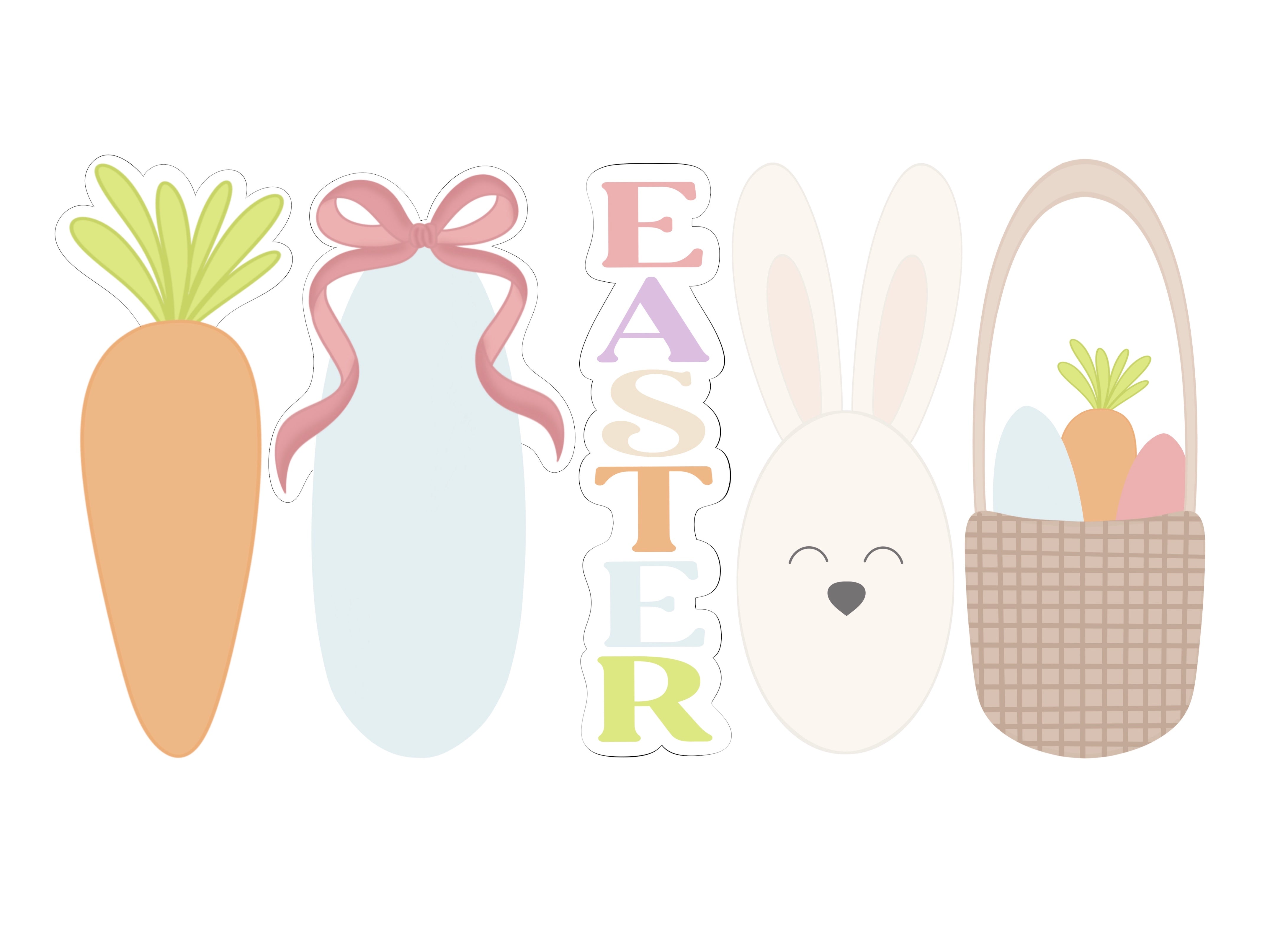 Tall Easter Carrot, Egg with Bow, Easter Font, Bunny, or Basket Cookie ...