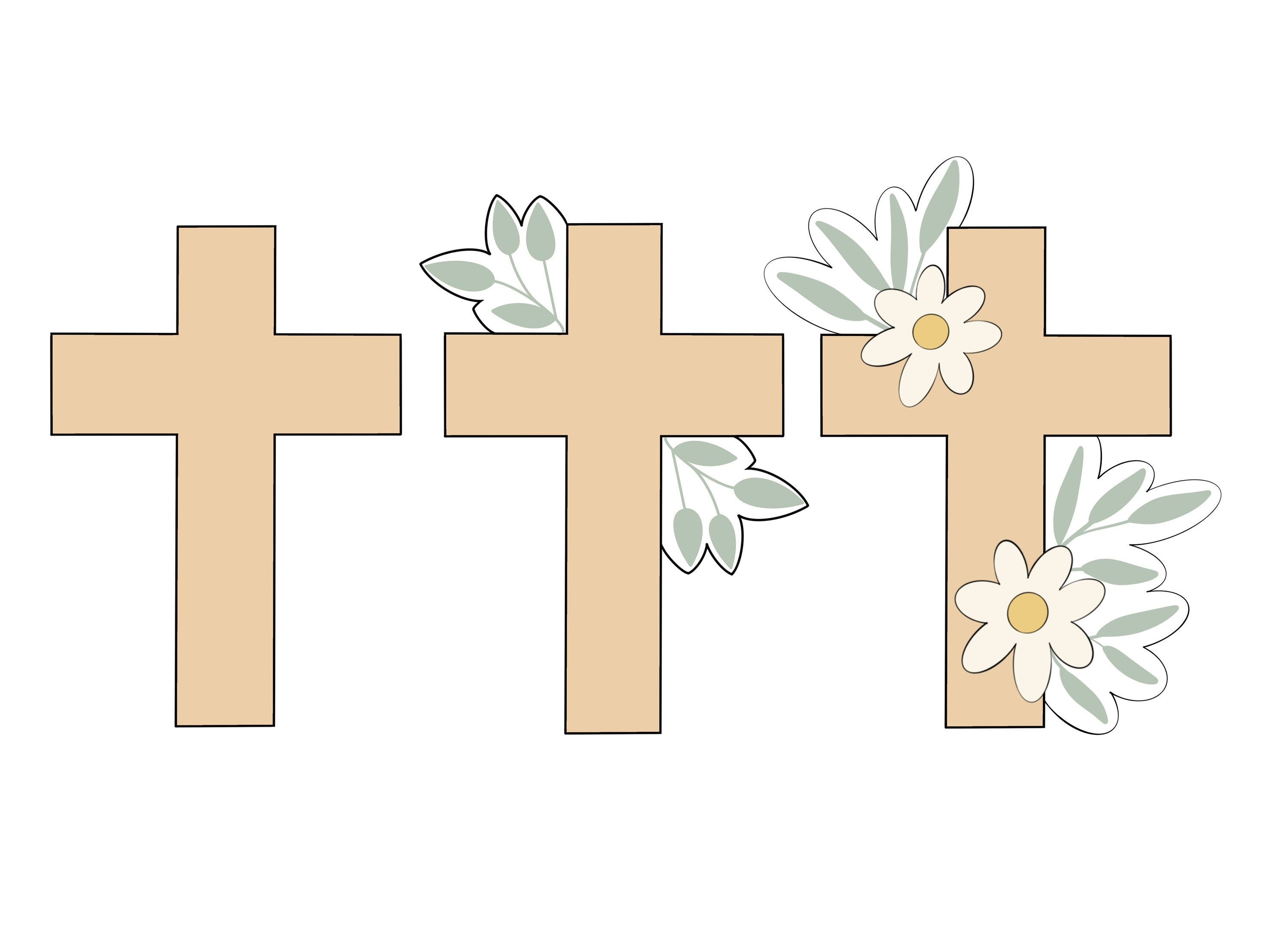 Cross, Cross with Greenery, Cross with Florals and Greenery Cookie Cut ...